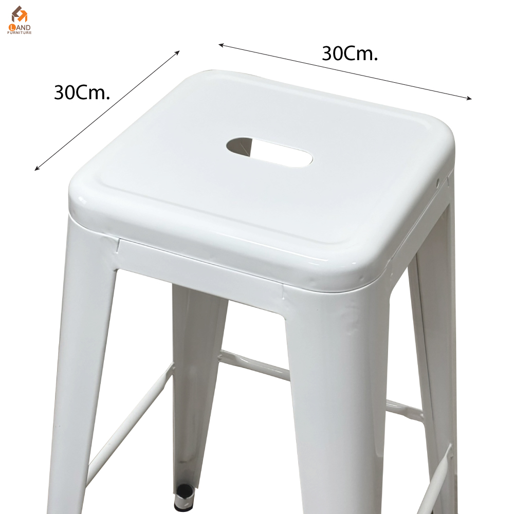 เก้าอี้บาร์เหล็กทรงสูง สีขาว