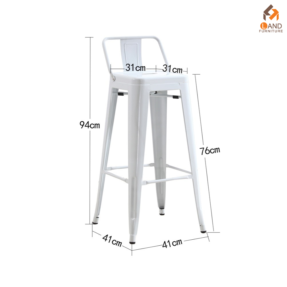 เก้าอี้บาร์สตู มีพนักพิง [C-504D] สีขาว